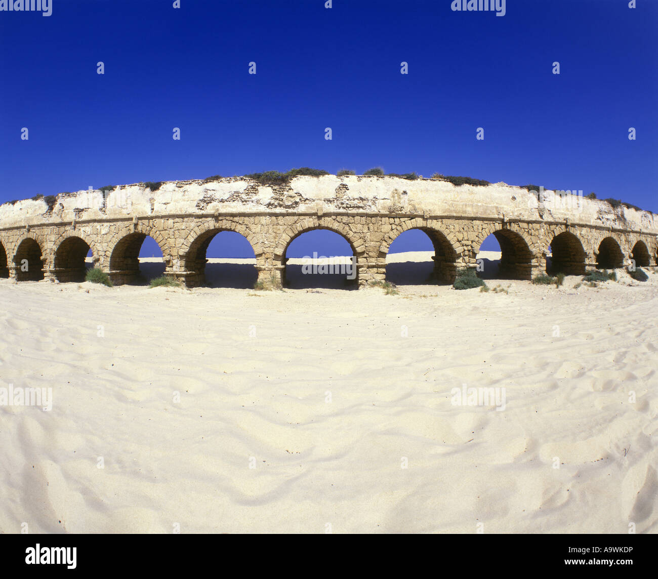 HIGH LEVEL ROMAN AQUEDUCT RUINS CAESAREA MARITIMA NATIONAL PARK ISRAEL ...
