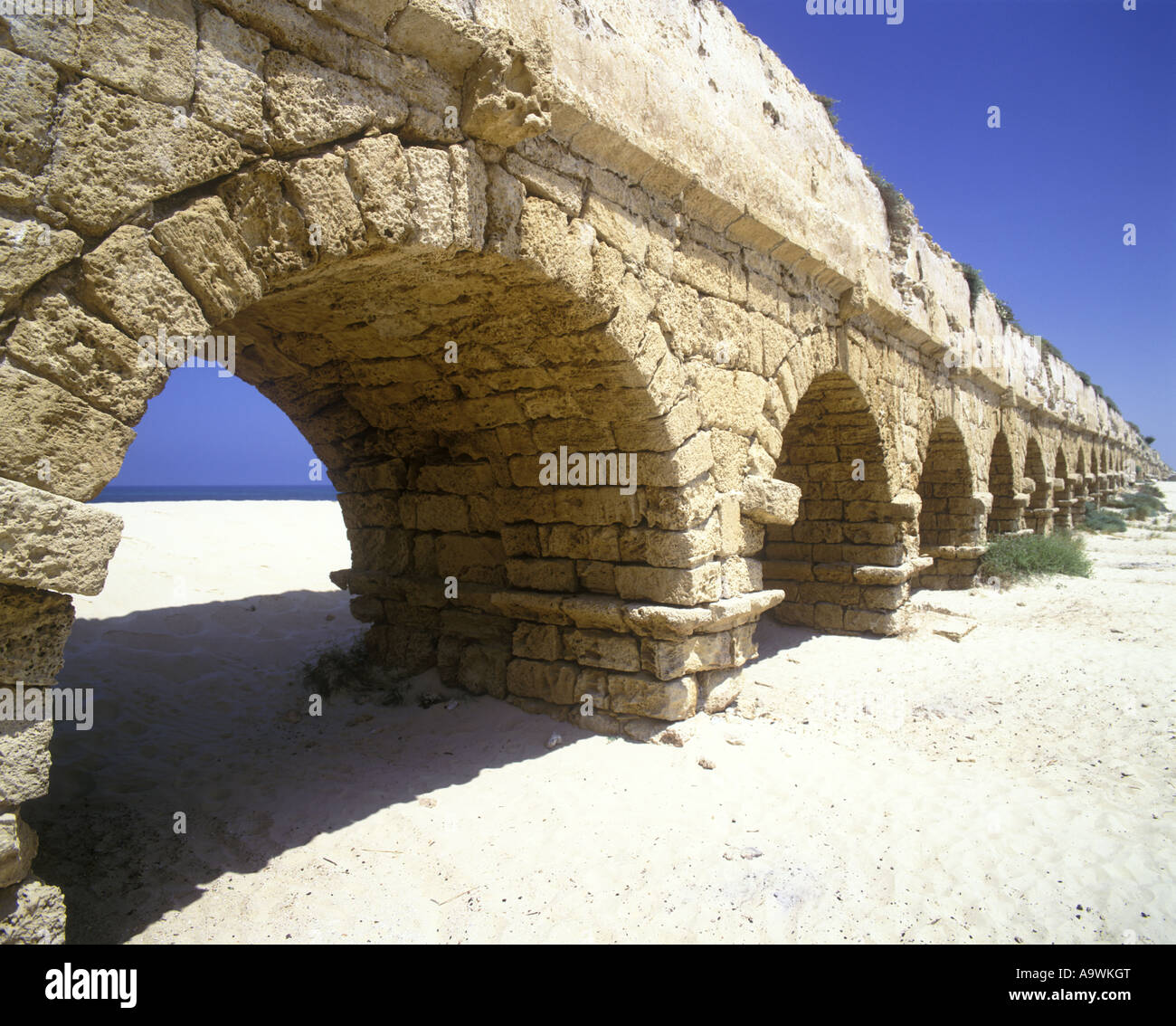 HIGH LEVEL ROMAN AQUEDUCT RUINS CAESAREA MARITIMA NATIONAL PARK ISRAEL ...