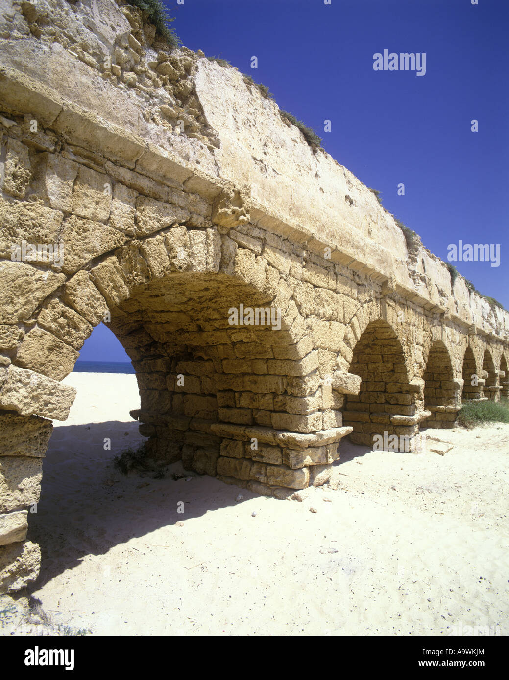 HIGH LEVEL ROMAN AQUEDUCT RUINS CAESAREA MARITIMA NATIONAL PARK ISRAEL ...