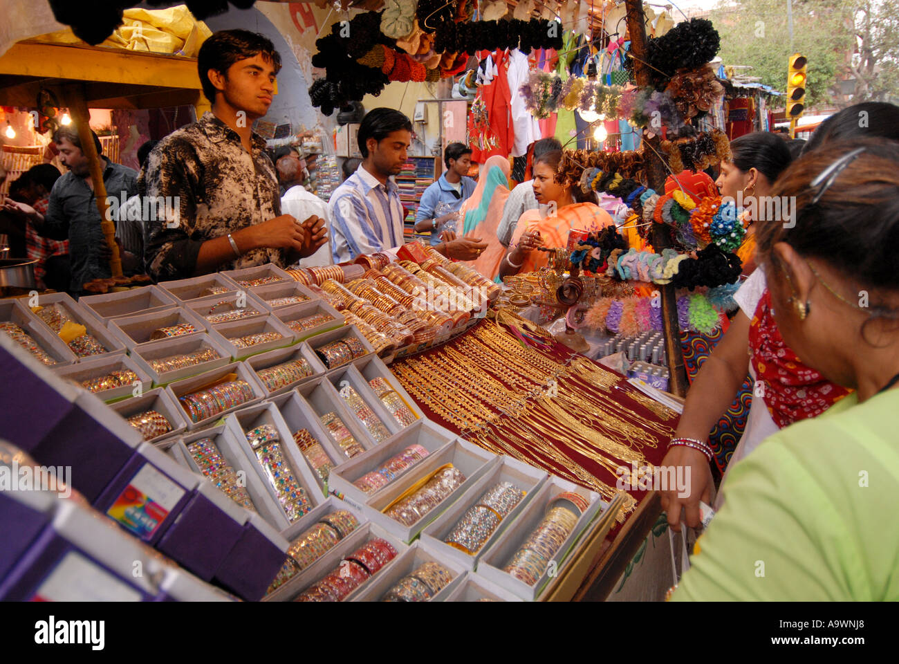 Marlet stall selling bracelets in Jaipur Rajasthan India Stock Photo ...