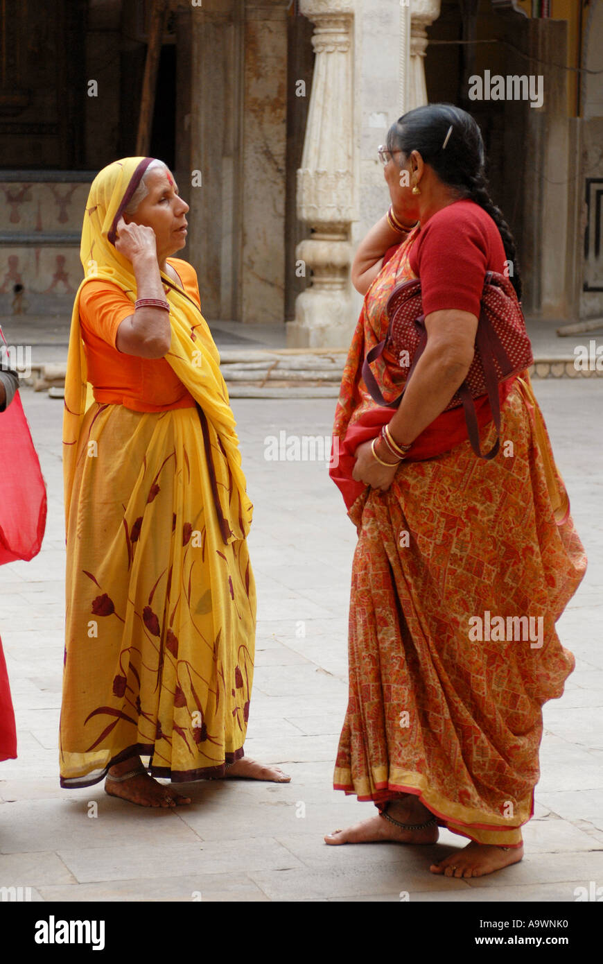 Women in a Hindu temple Jaipur the pink city Rajasthan India Stock ...