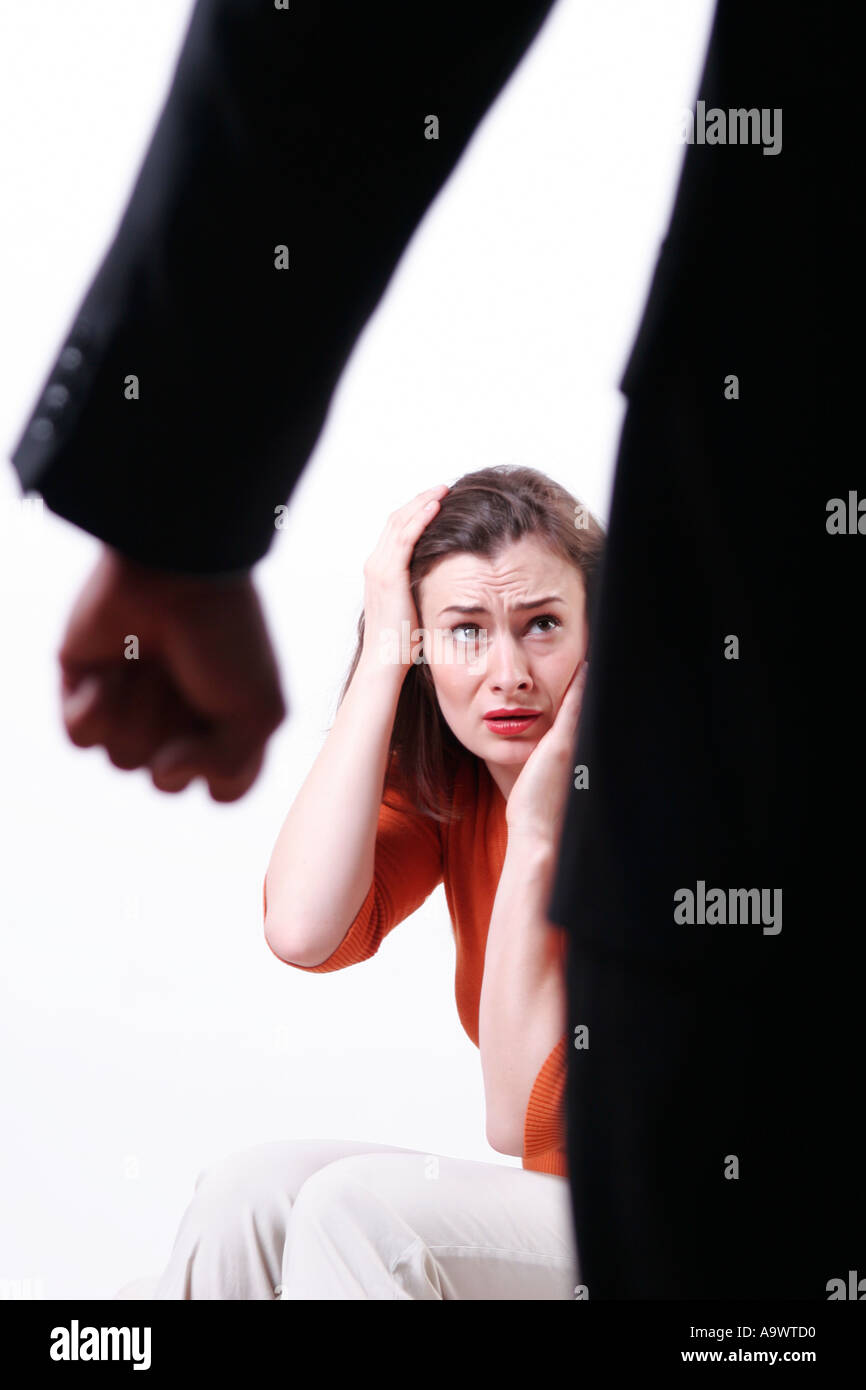 Couple domestic violence abuse threaten Stock Photo - Alamy