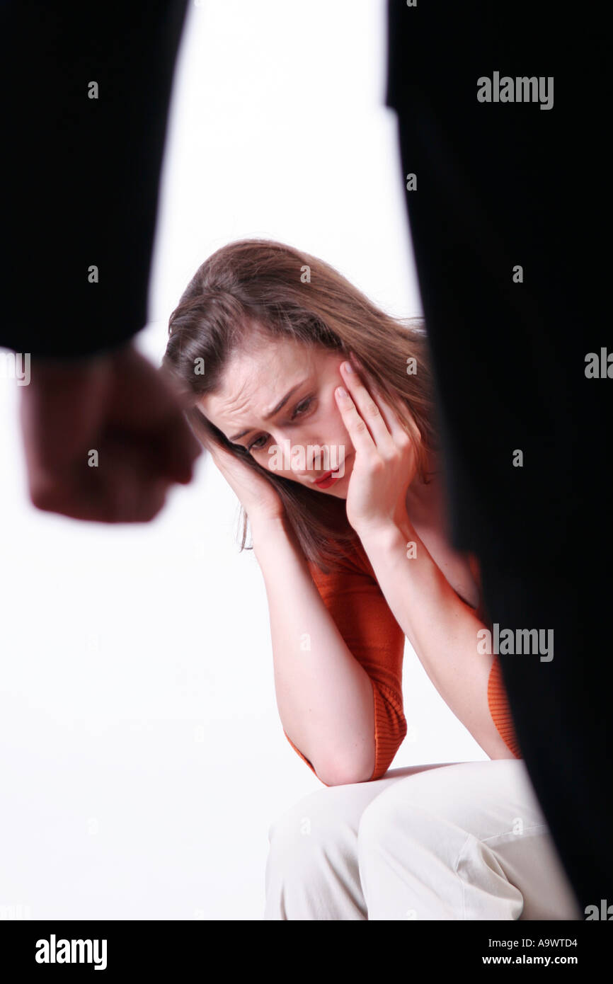 Couple domestic violence abuse threaten Stock Photo - Alamy
