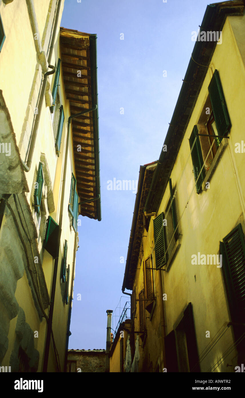Italy, Tuscany, buildings in Cortona, low angle view Stock Photo - Alamy