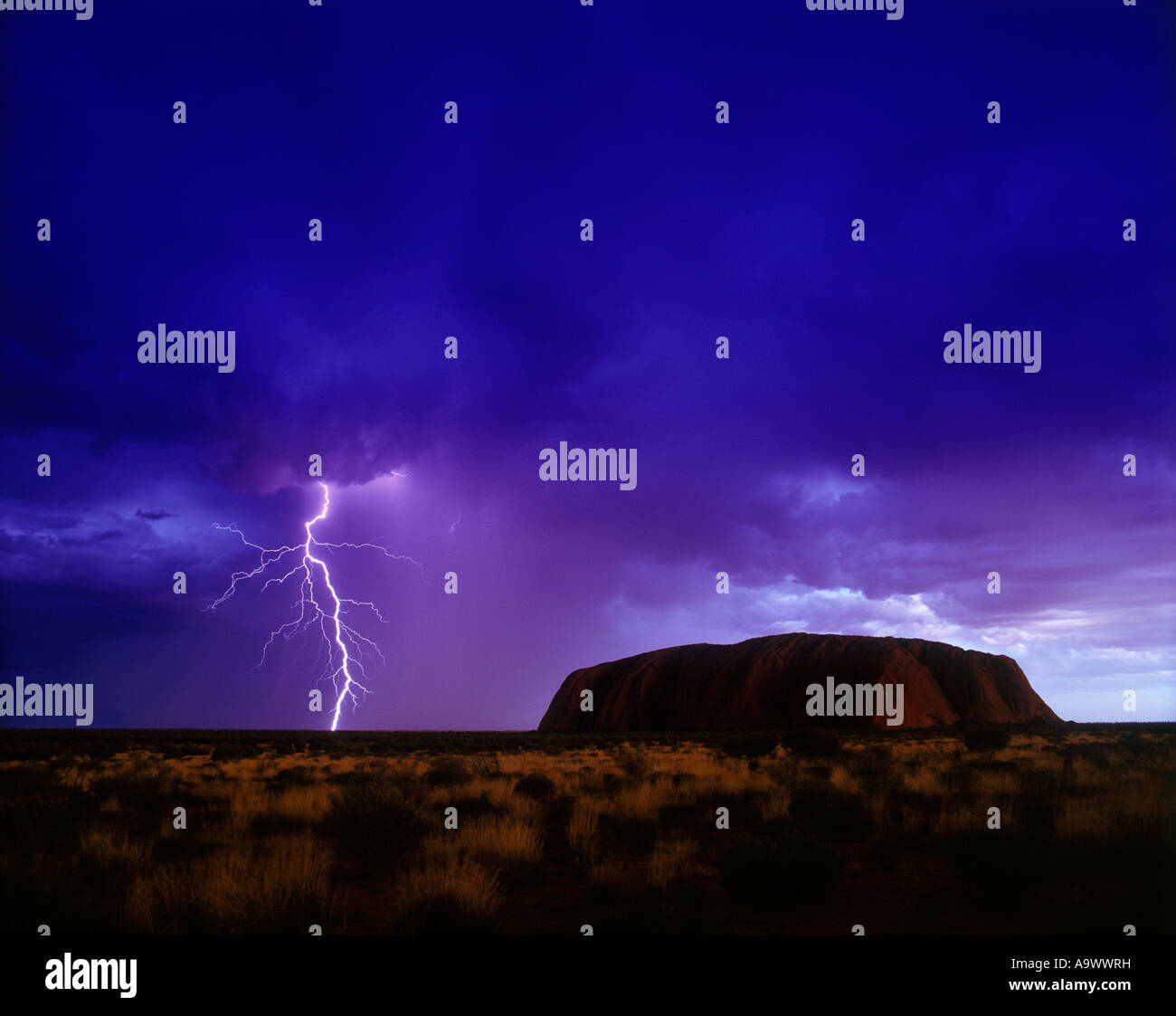 LIGHTNING STRIKE AYERS ROCK ULURU-KATA TJUTA NATIONAL PARK NORTHERN ...