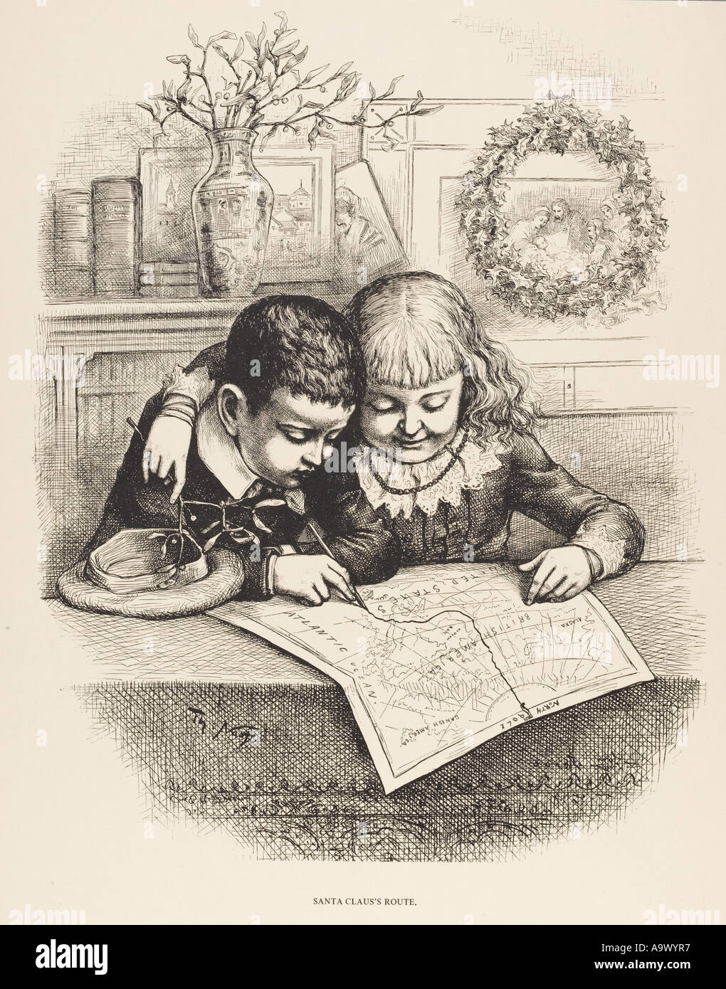 Santa on a map hi-res stock photography and images - Alamy