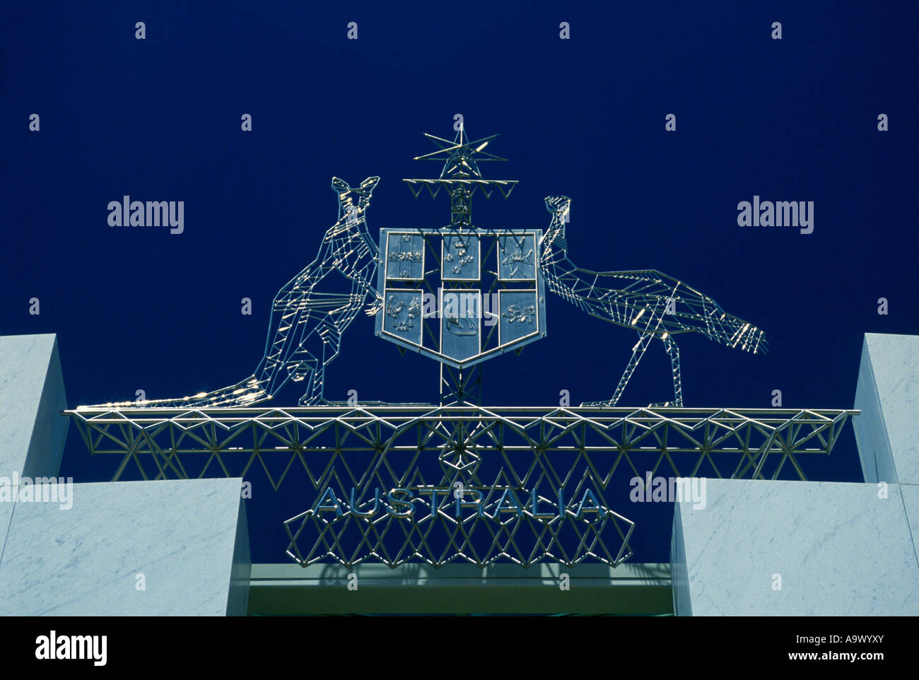COAT OF ARMS PARLIAMENT HOUSE CAPITOL TERRITORY CANBERRA AUSTRALIA ...