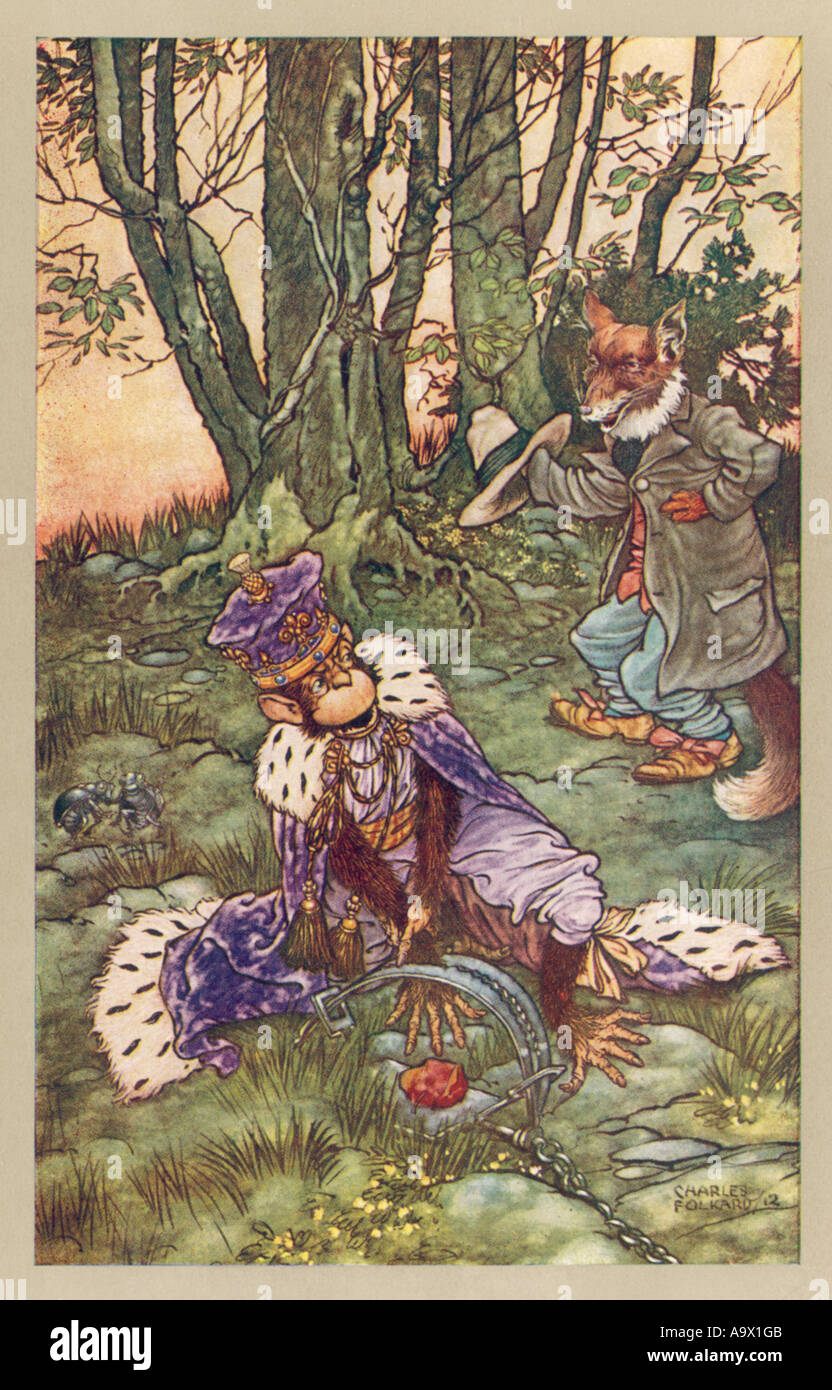 Fox And Ape Stock Photo - Alamy