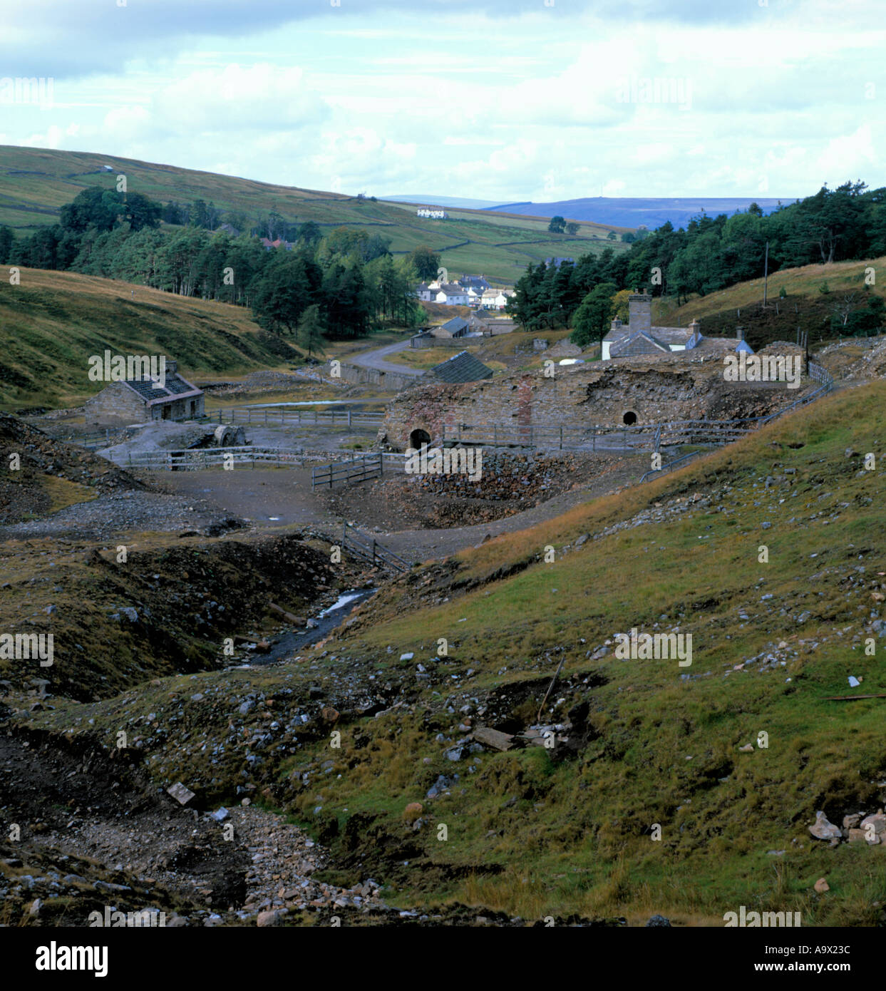 Ruins of an old lead smelt mill, Nenthead, near Alston, North Pennines ...