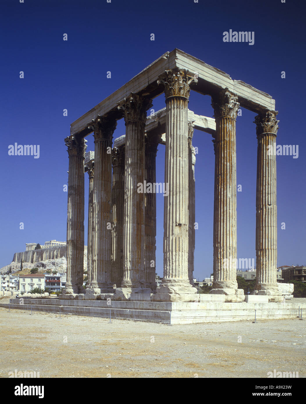 CORINTHIAN STYLE STONE COLUMNS TEMPLE OF ZEUS OLYMPIOS RUINS ATHENS ...