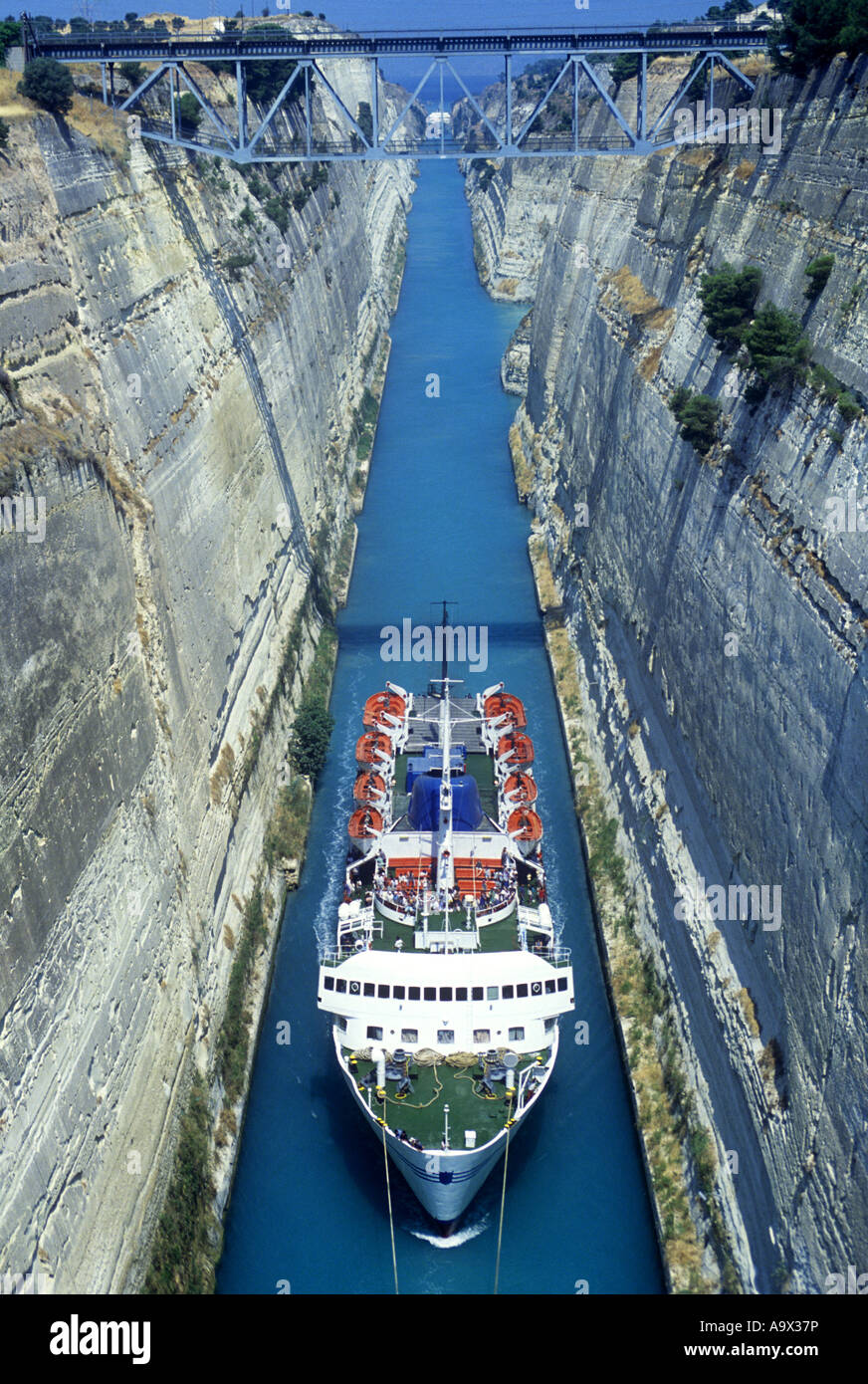 CRUISE SHIP (©UNKNOWN) CORINTH CANAL ISTHMUS OF CORINTH PELOPONNESE ...