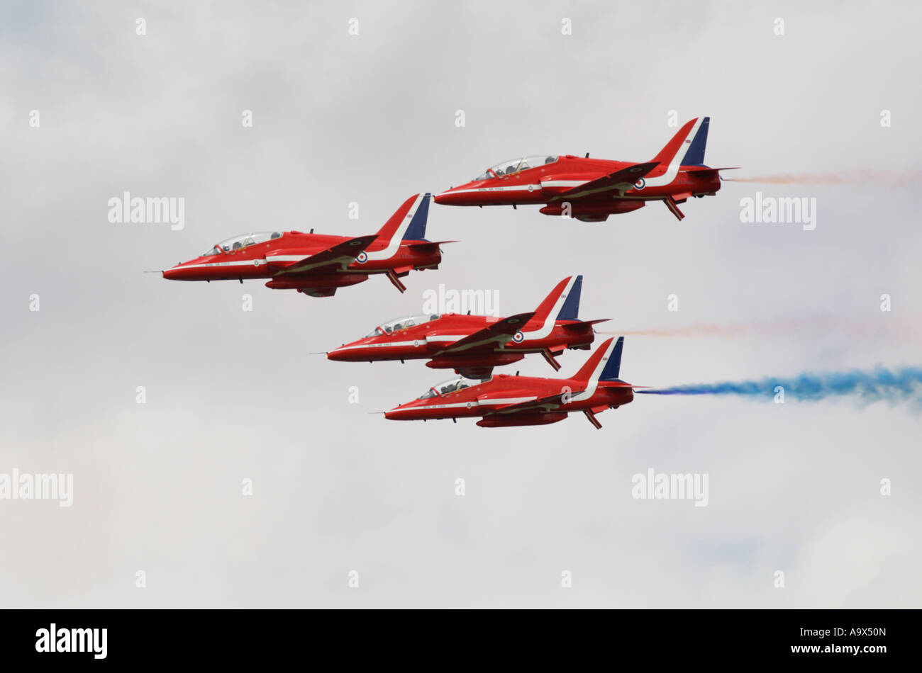 RAF Red Arrows BAE Hawk Trainer Aerobatic Display flying in close ...