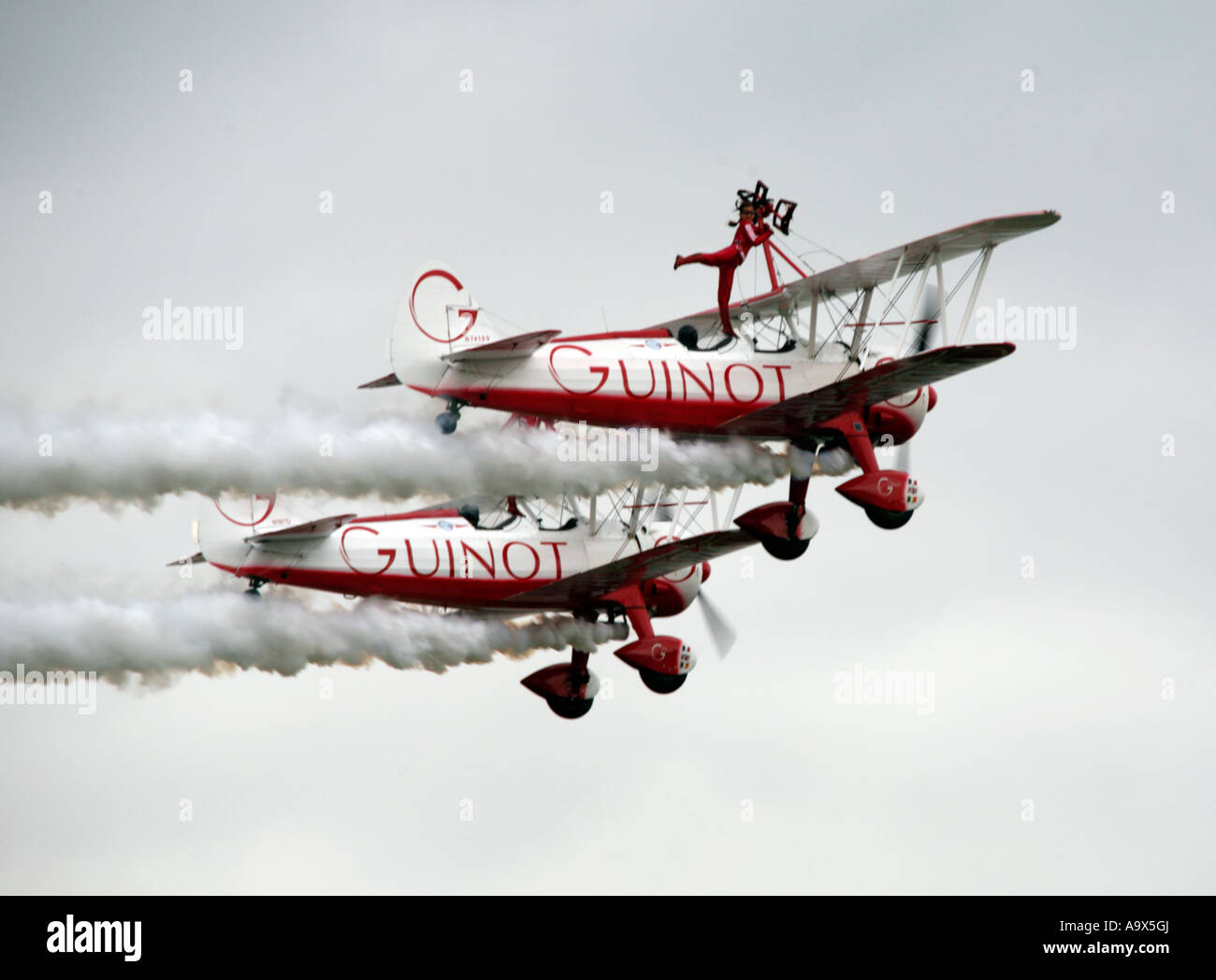 Team Guinot Wingwalking Team Boeing PT17 Kaydet Bi-Plane Stock Photo ...