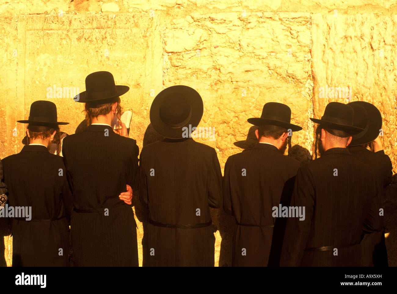 HASIDIC JEWS PRAYING MENS SECTION WESTERN WAILING WALL JERUSALEM ISRAEL ...