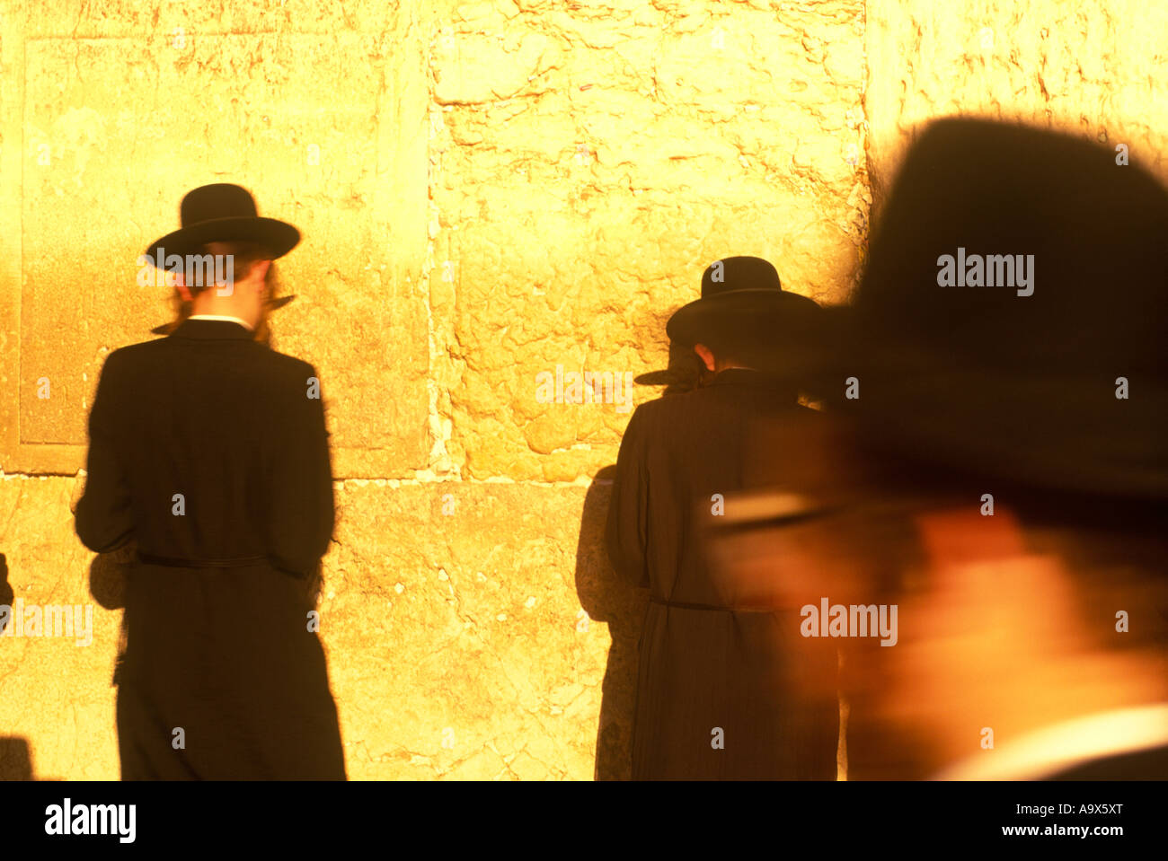 HASIDIC JEWS PRAYING MENS SECTION WESTERN WAILING WALL JERUSALEM ISRAEL ...