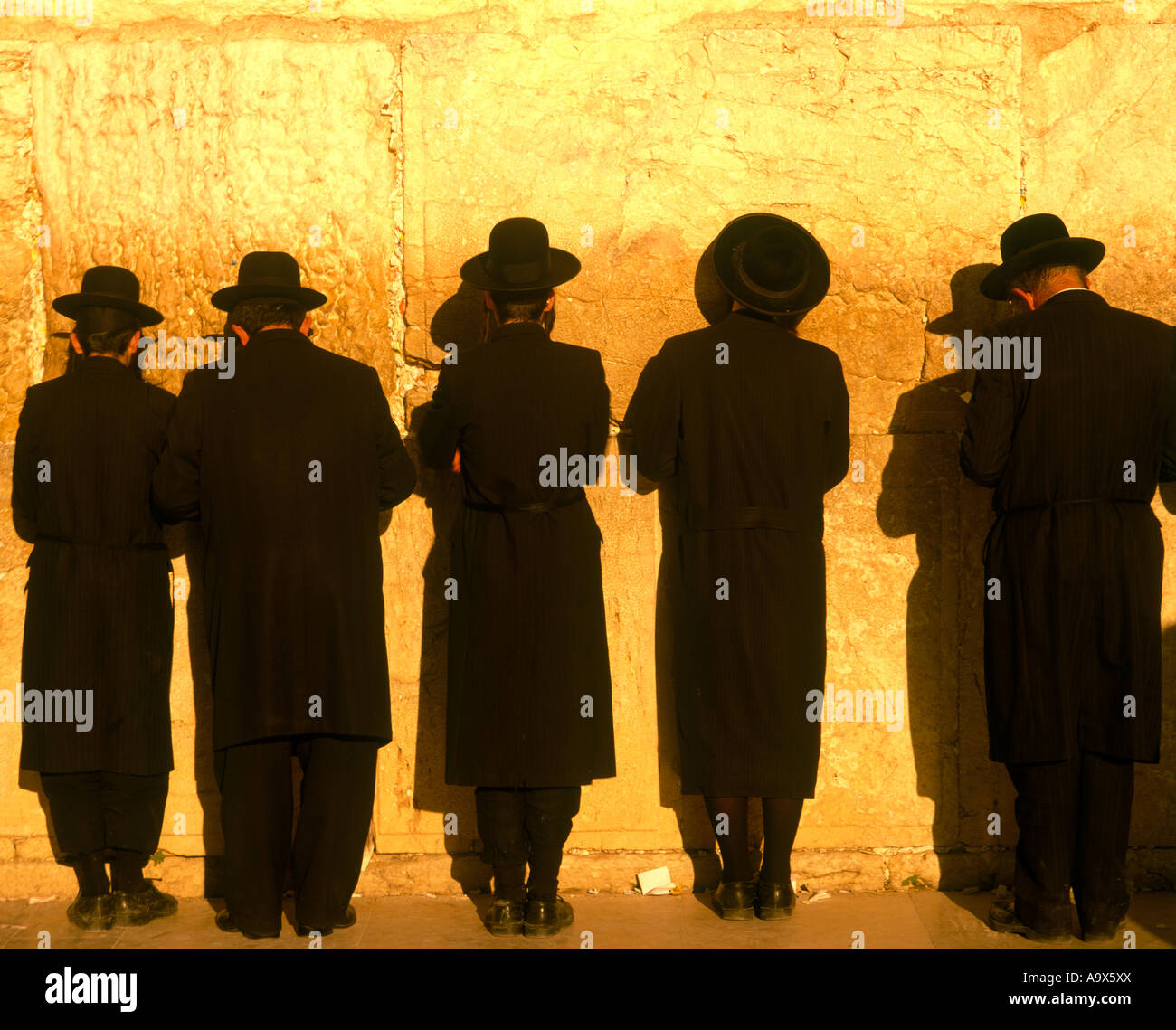 HASIDIC JEWS PRAYING MENS SECTION WESTERN WAILING WALL JERUSALEM ISRAEL ...