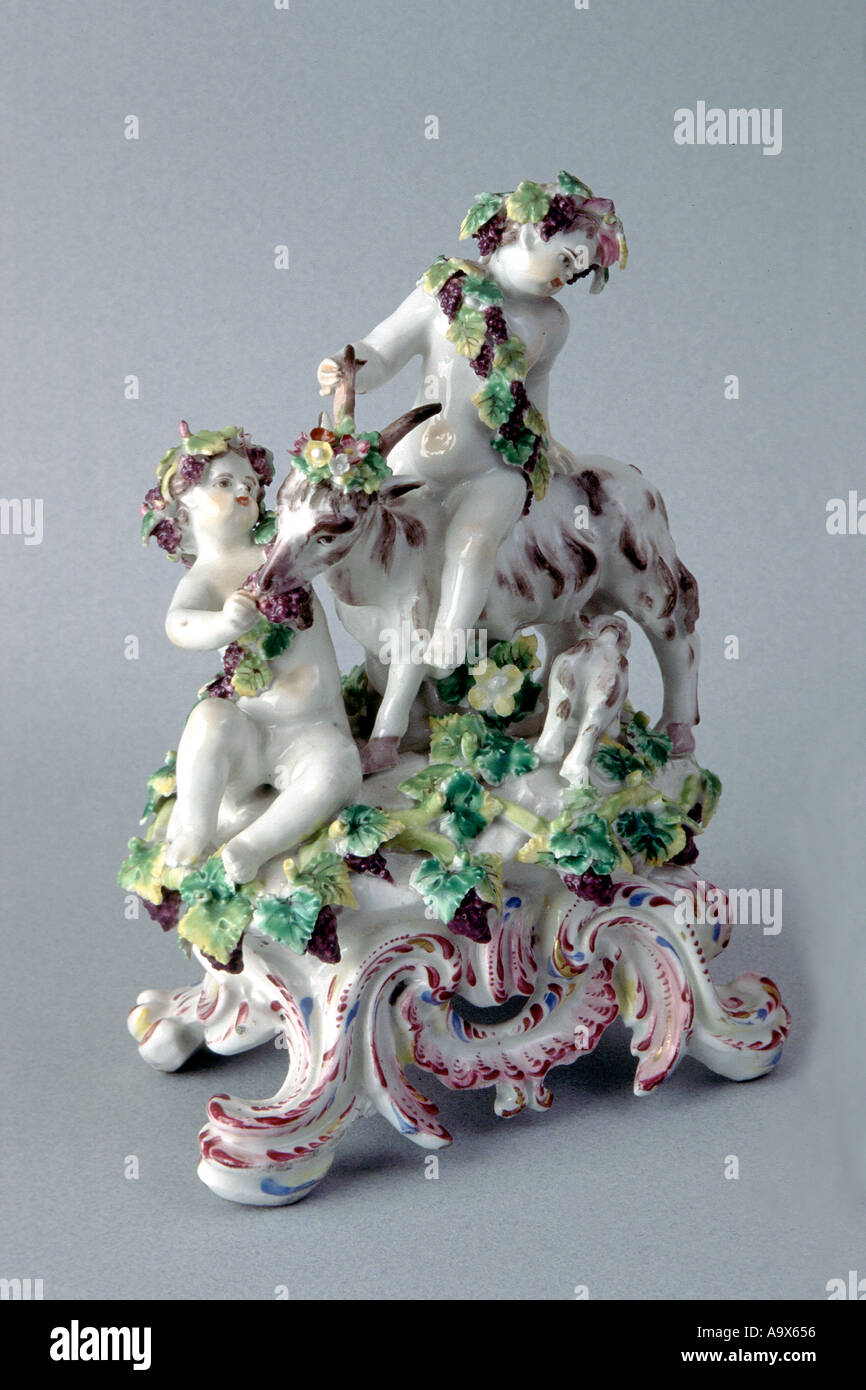 Bow Porcelain A group of two putti with a goat and kid Circa 1762-65 ...