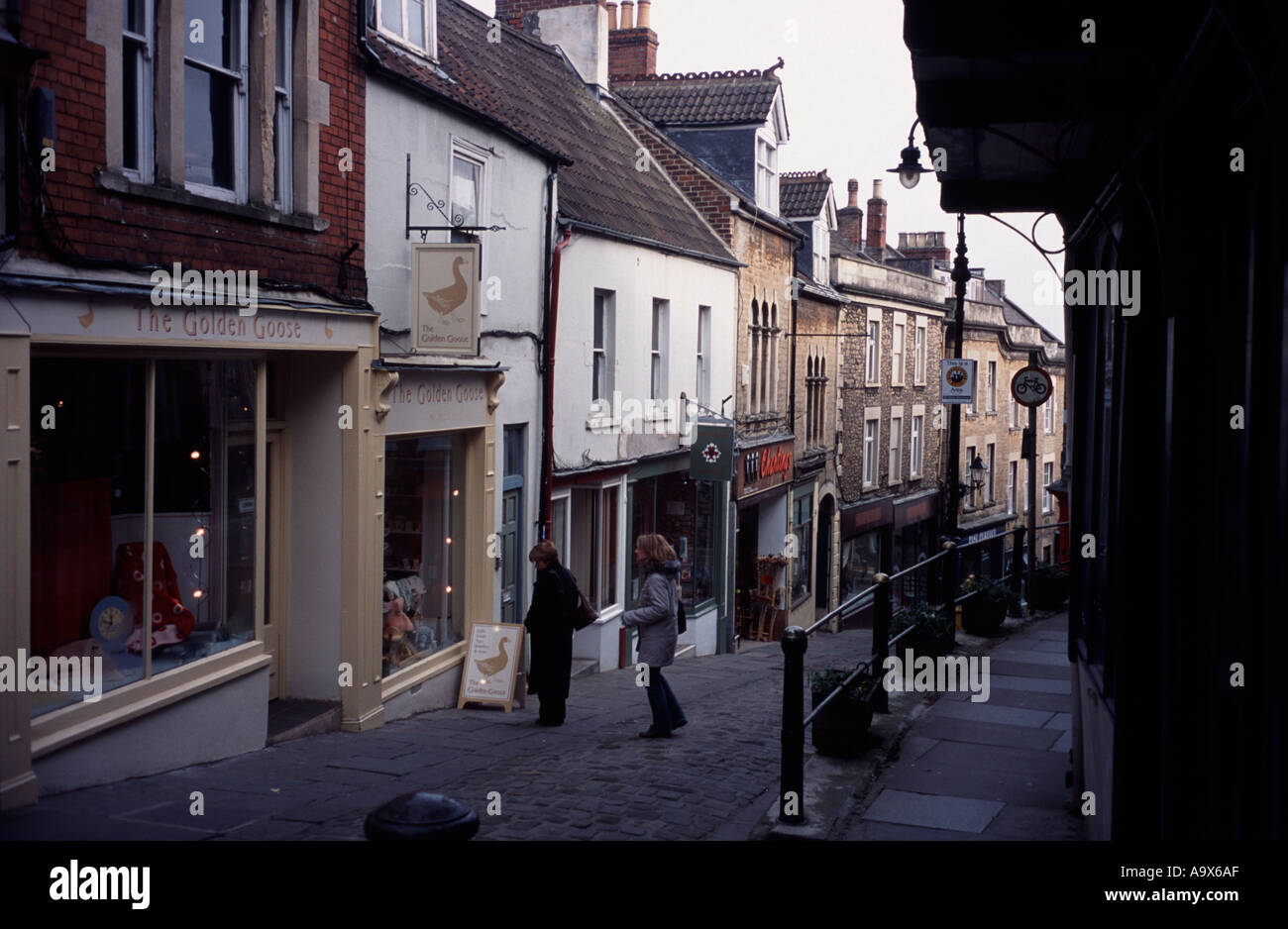 Shops on one of the main streets in Frome Somerset, England UK Stock ...