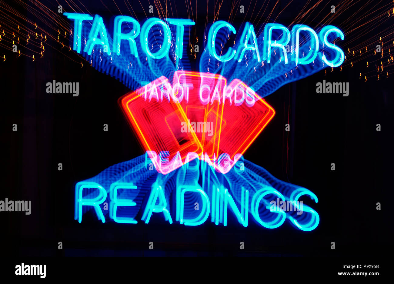 Tarot Cards Readings Neon Sign Stock Photo - Alamy