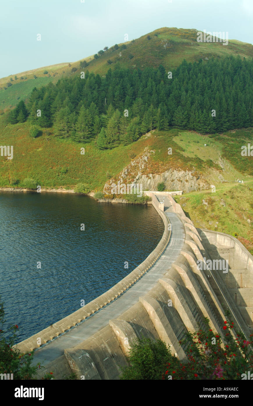 Llanidloes Lyn Clywedog Reservoir mass concrete dam in the Cambrian ...