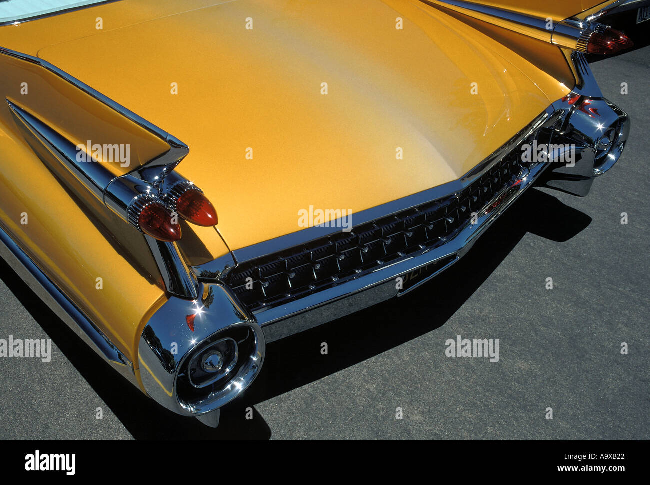 Sharp tail fins of a late fifties Cadillac a classic model here with a ...