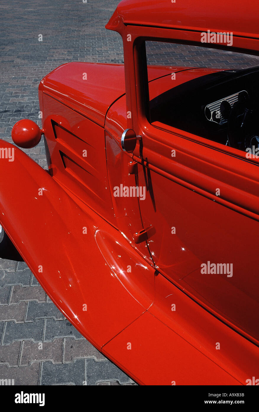 Red red red is this fine old Ford proudly shown at a custom car show in ...