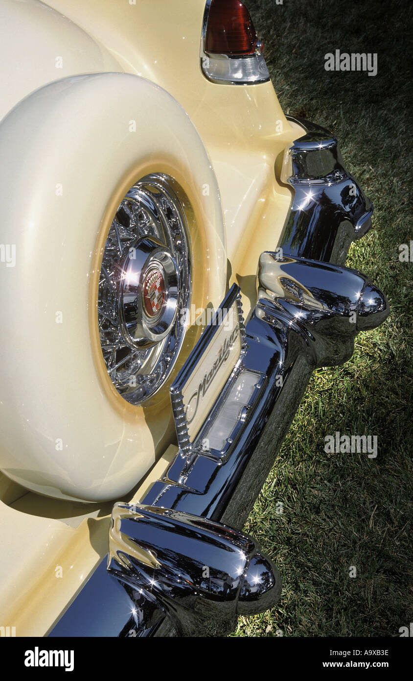 The rear end of an exceptionally fine old Cadillac on display for the ...