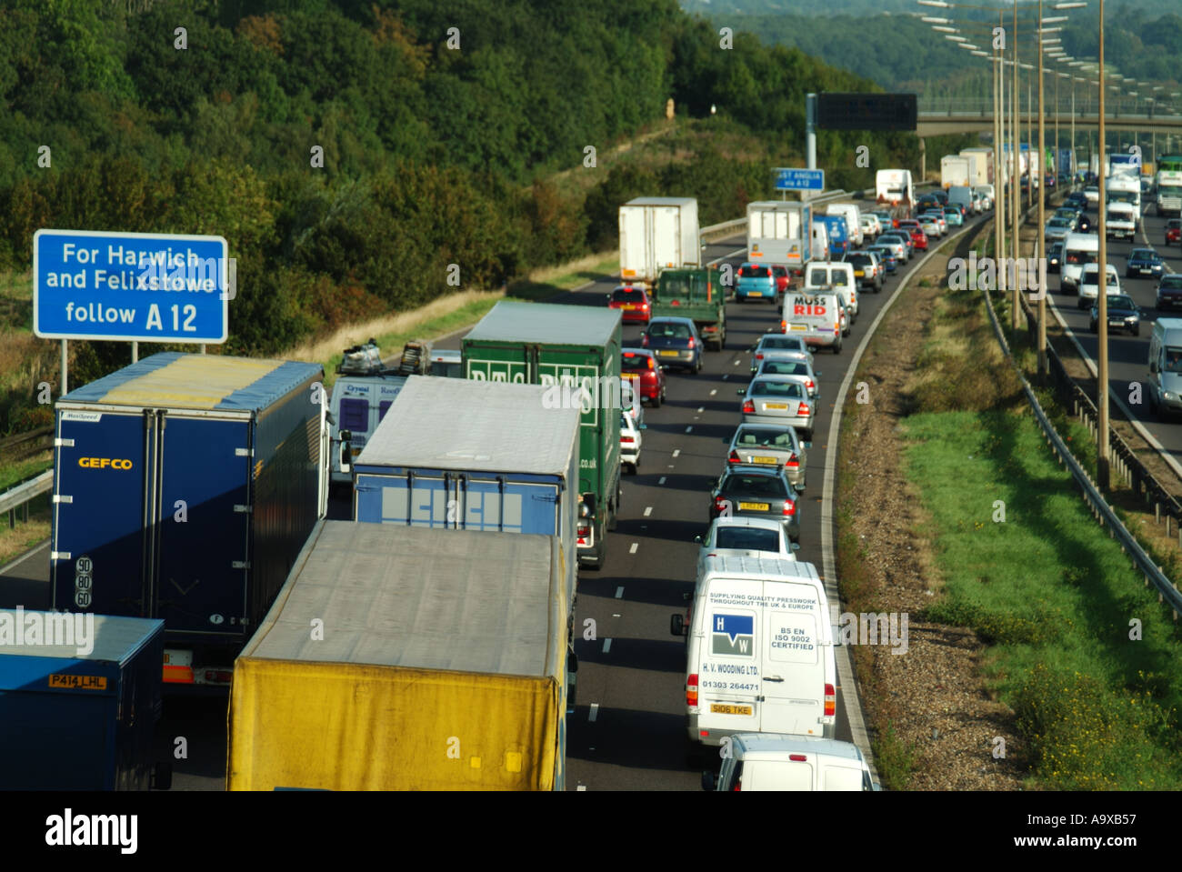 Traffic queuing on M25 motorway Stock Photo - Alamy