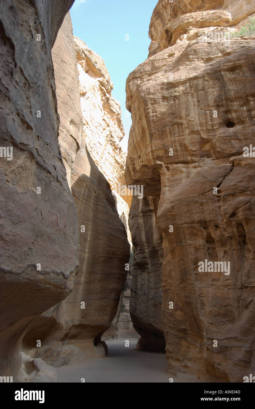 The Siq the narrow fissure leading into the lost city of Petra Jordan ...