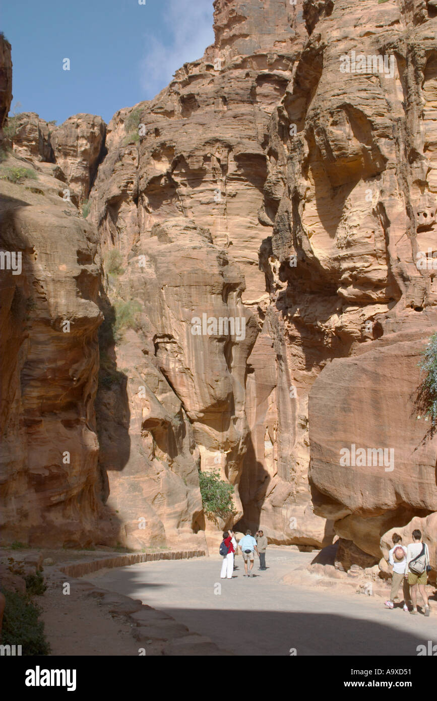 The Siq the narrow fissure leading into the lost city of Petra Jordan ...