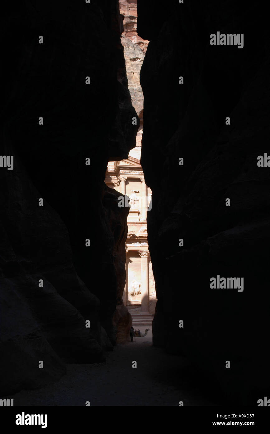 The Treasury as seen from the Siq the narrow fissure leading into the ...