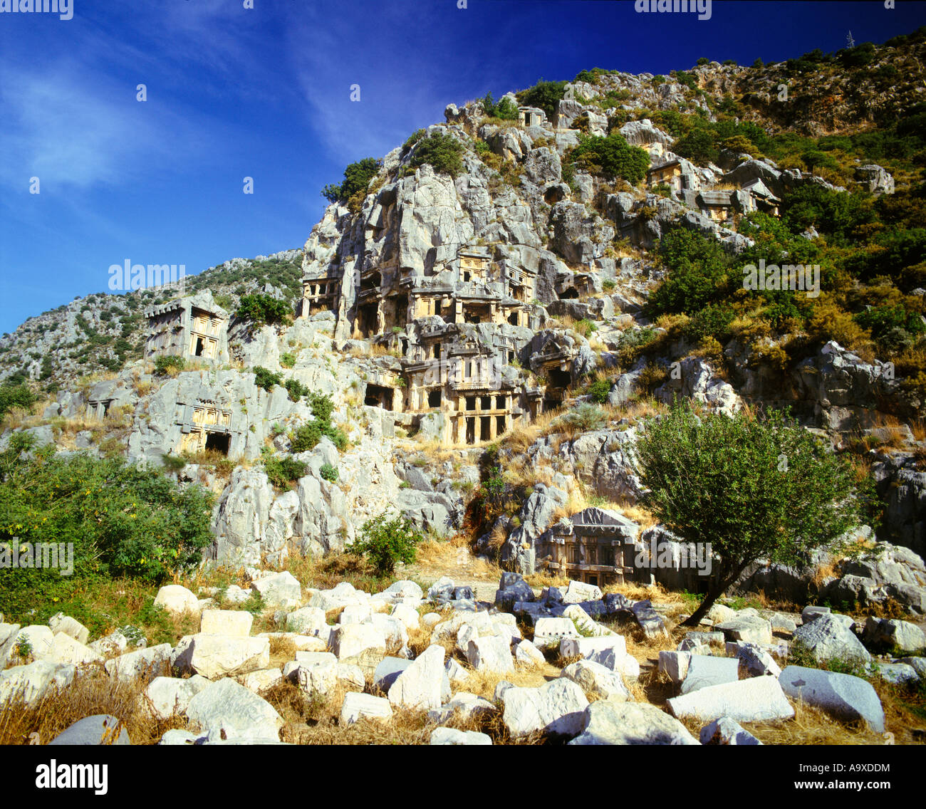 SEA NECROPOLIS MYRA RUINS KALE AEGEAN COASTLINE TURKEY Stock Photo - Alamy