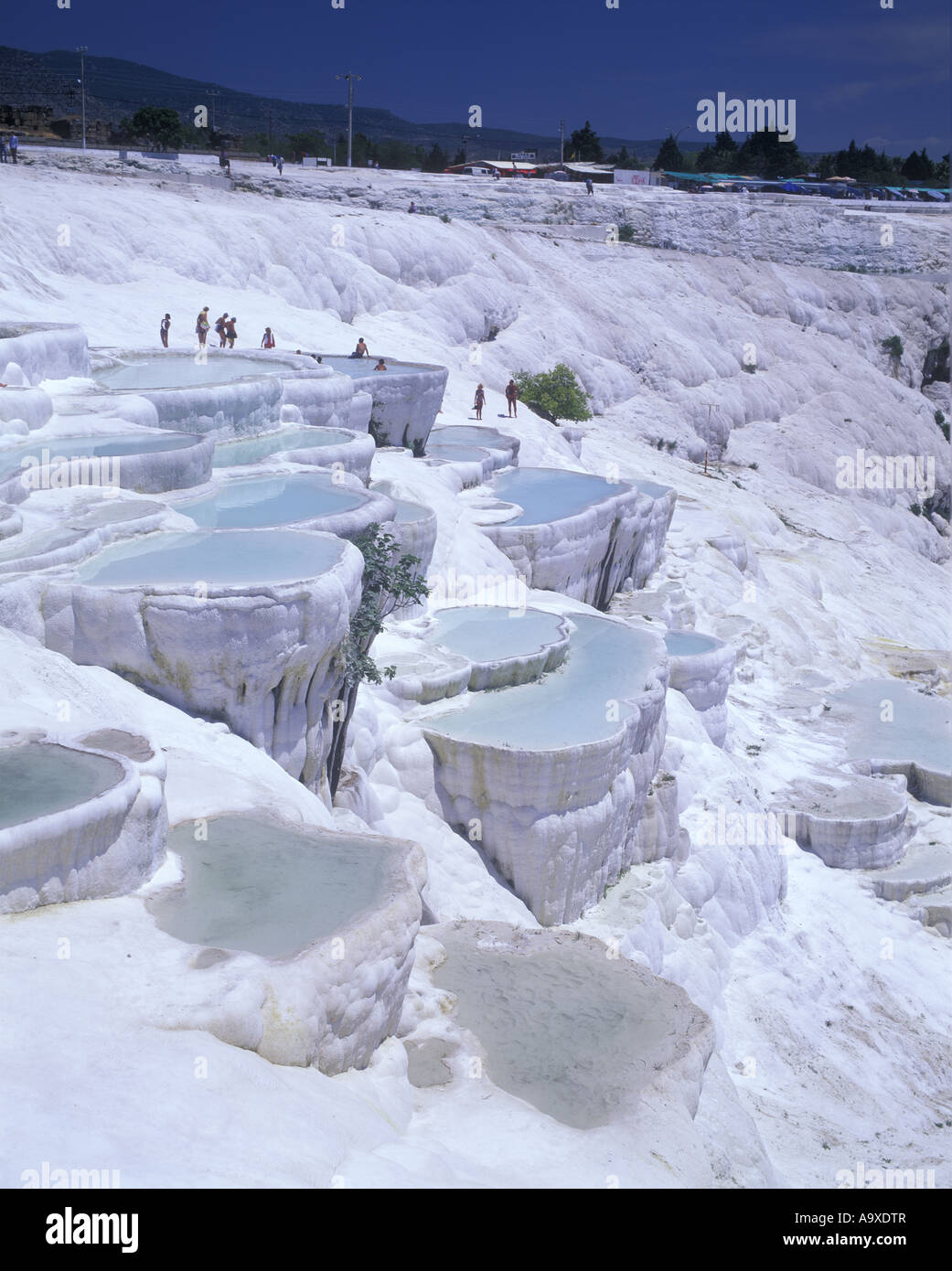 THERMAL SPRINGS TRAVERTINE POOLS LIMESTONE TERRACES PAMUKKALE TURKEY ...