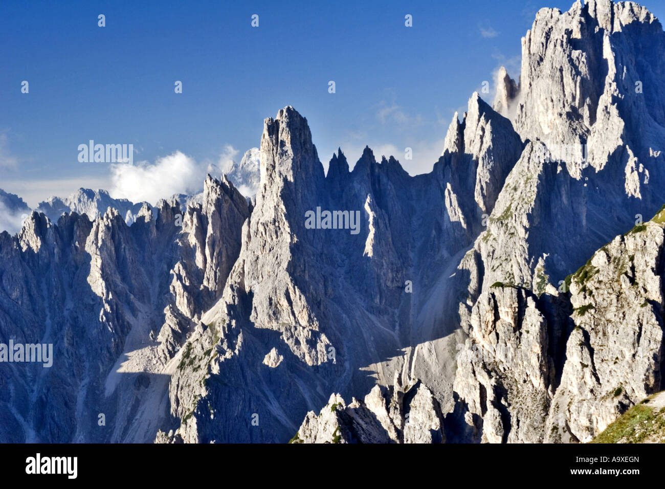 mountain peaks of the Cadini group, Italy, Sesto Dolomites Stock Photo ...