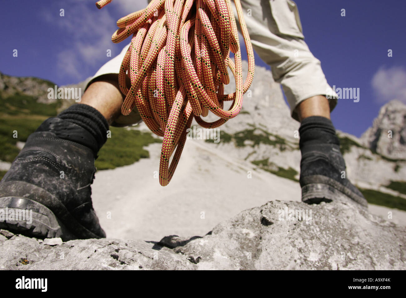 climber with rope Stock Photo - Alamy