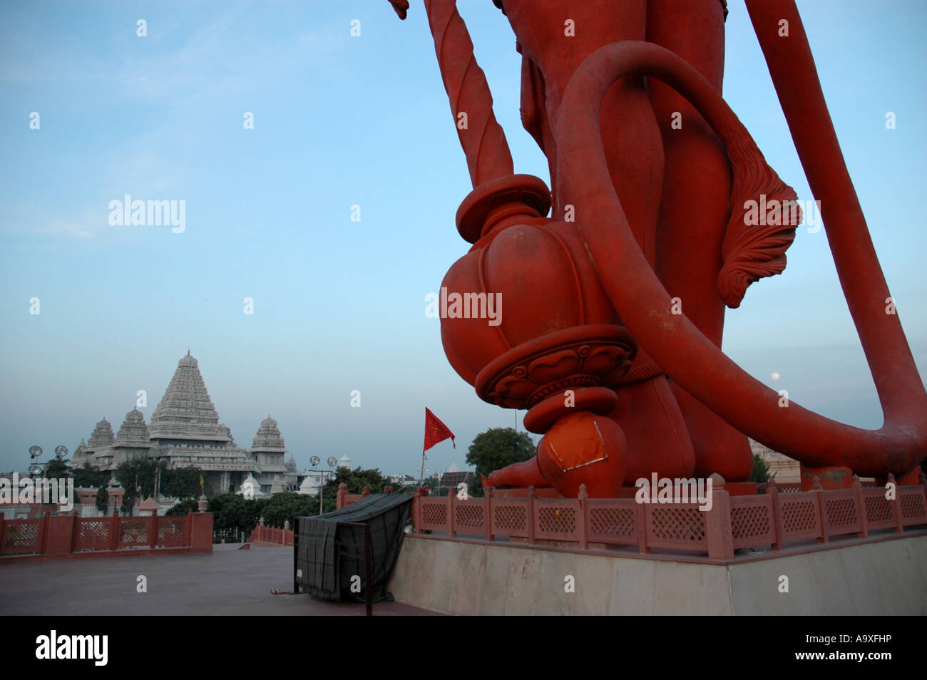 a huge and garish statue of Hanuman, the Hindu monkey God, India, New ...