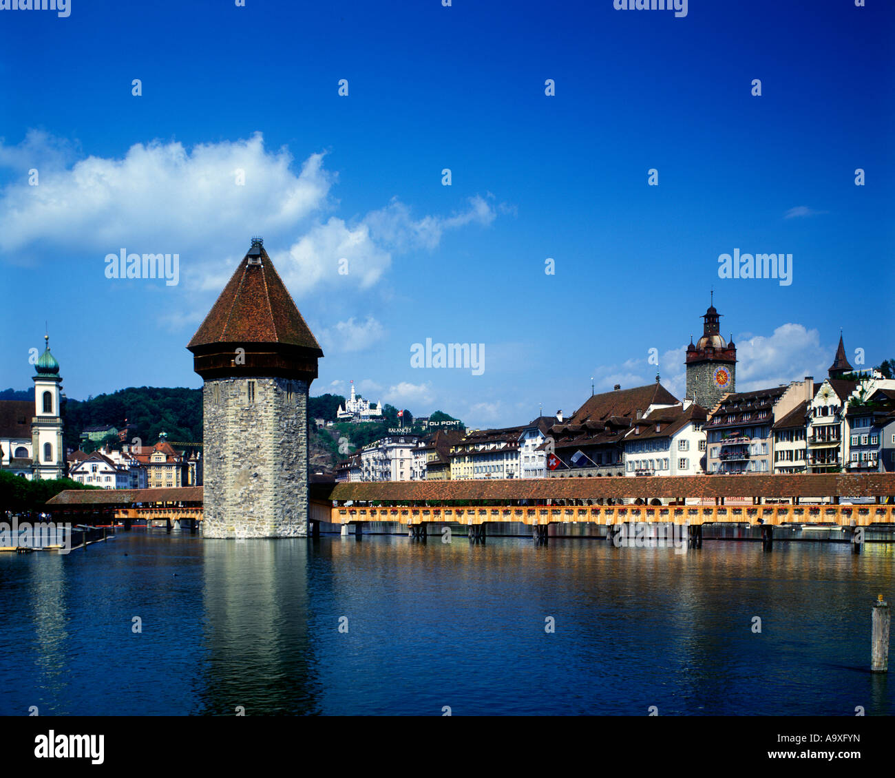 CHAPEL BRIDGE WATER TOWER LUCERNE SWITZERLAND Stock Photo - Alamy