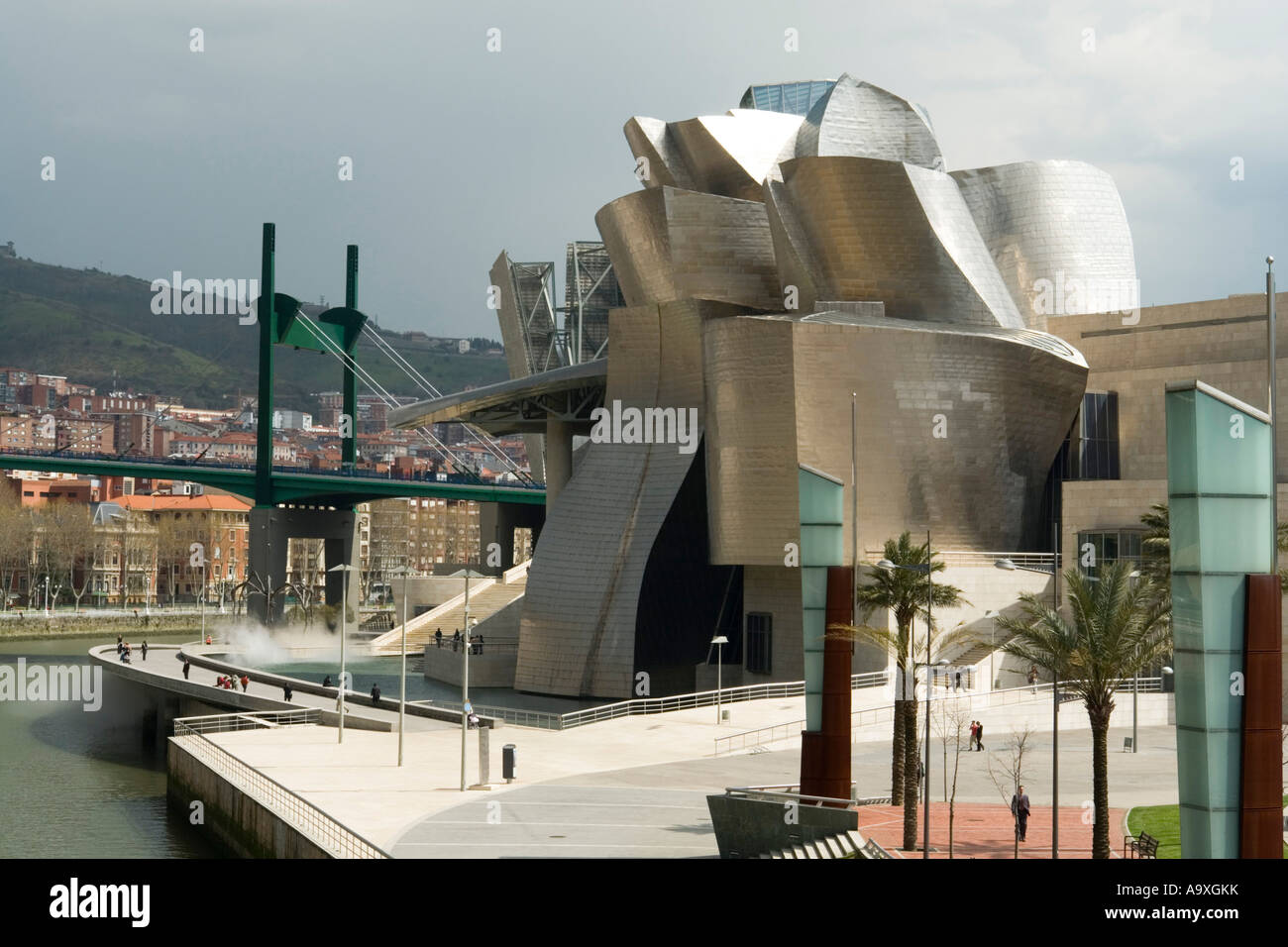 undulating titanium clad walls of the Guggenheim Museum Bilbao Basque ...