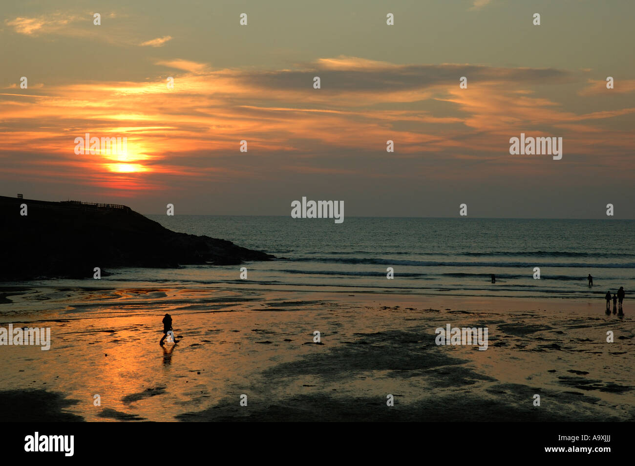 Sunset Polzeath Beach Cornwall U.K Stock Photo - Alamy