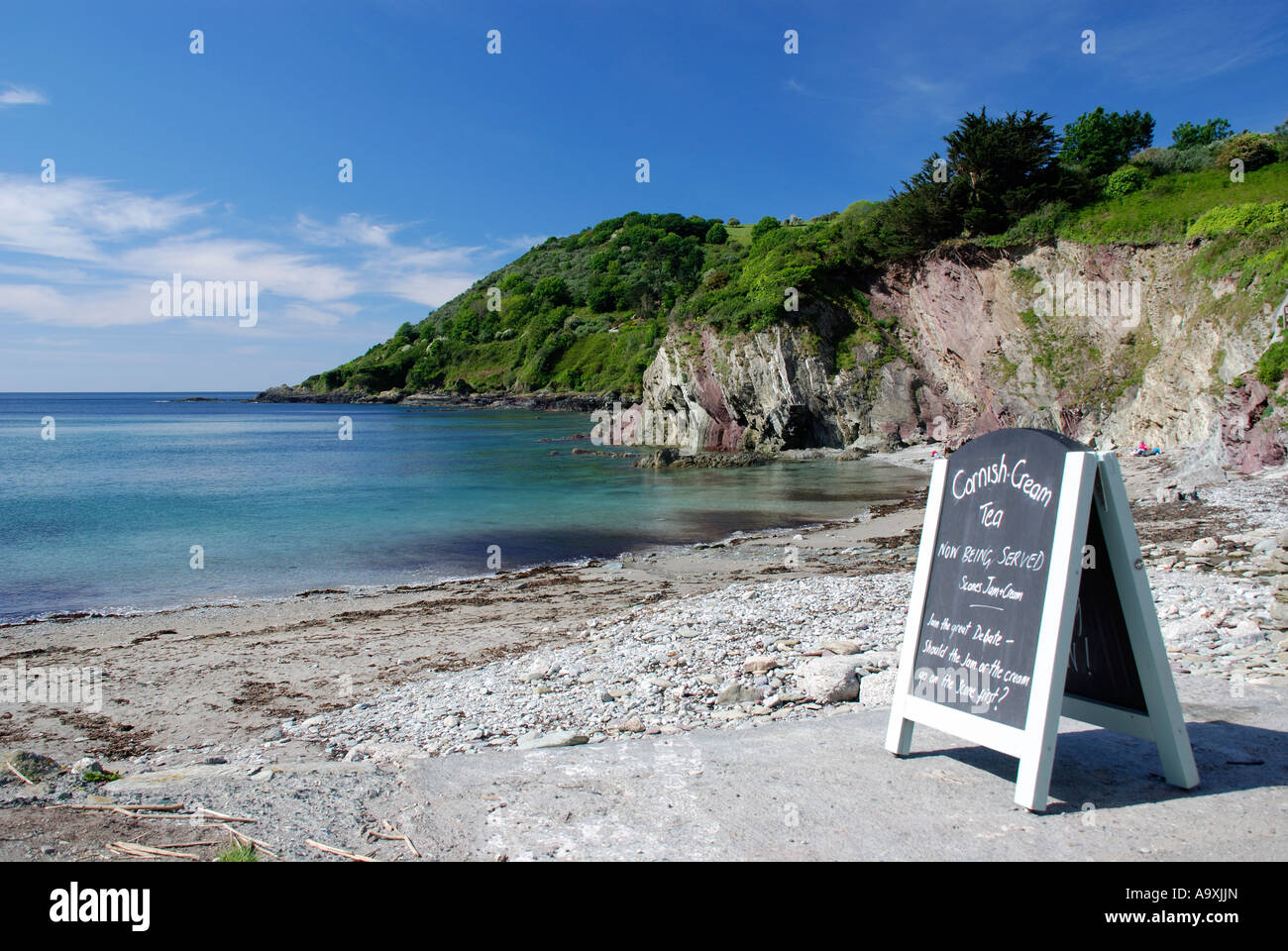 Cream tea sign at Talland Bay Cornwall U.K Stock Photo - Alamy