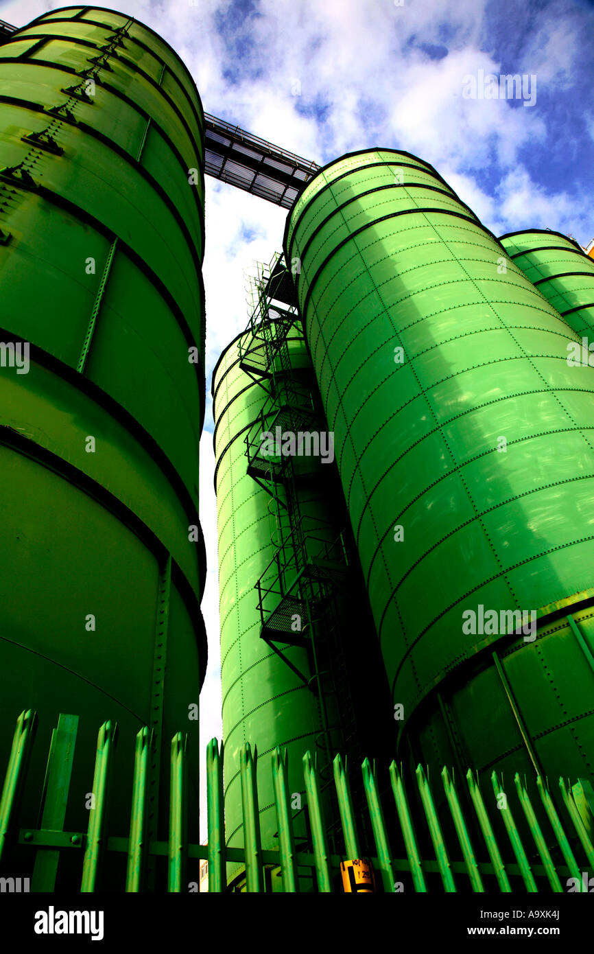 Rank Hovis Building green container towers in Salford Stock Photo - Alamy
