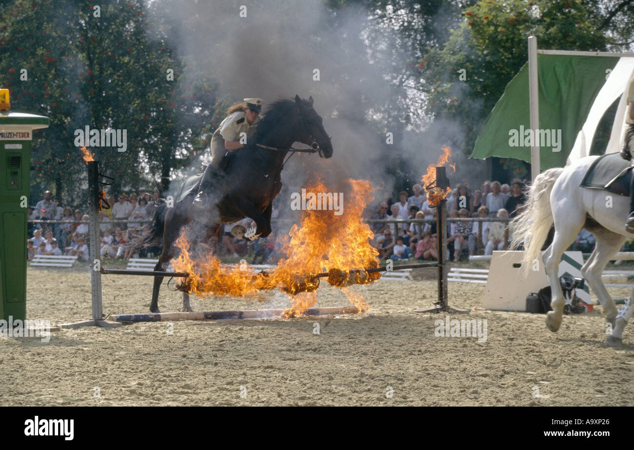 Horse jumping through fire hi-res stock photography and images - Alamy