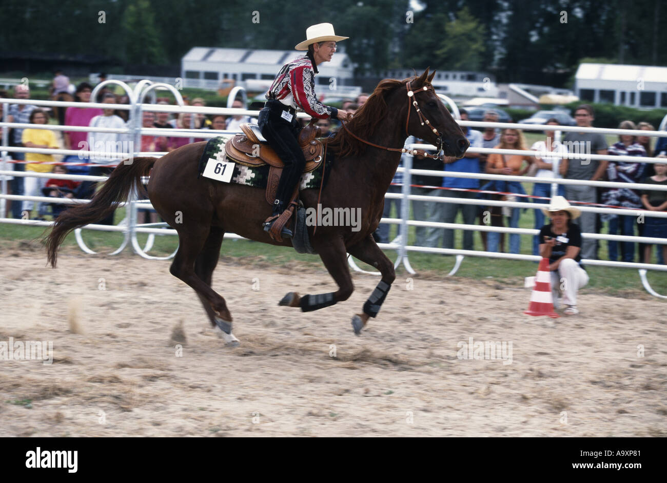 western riding, pole bending Stock Photo - Alamy