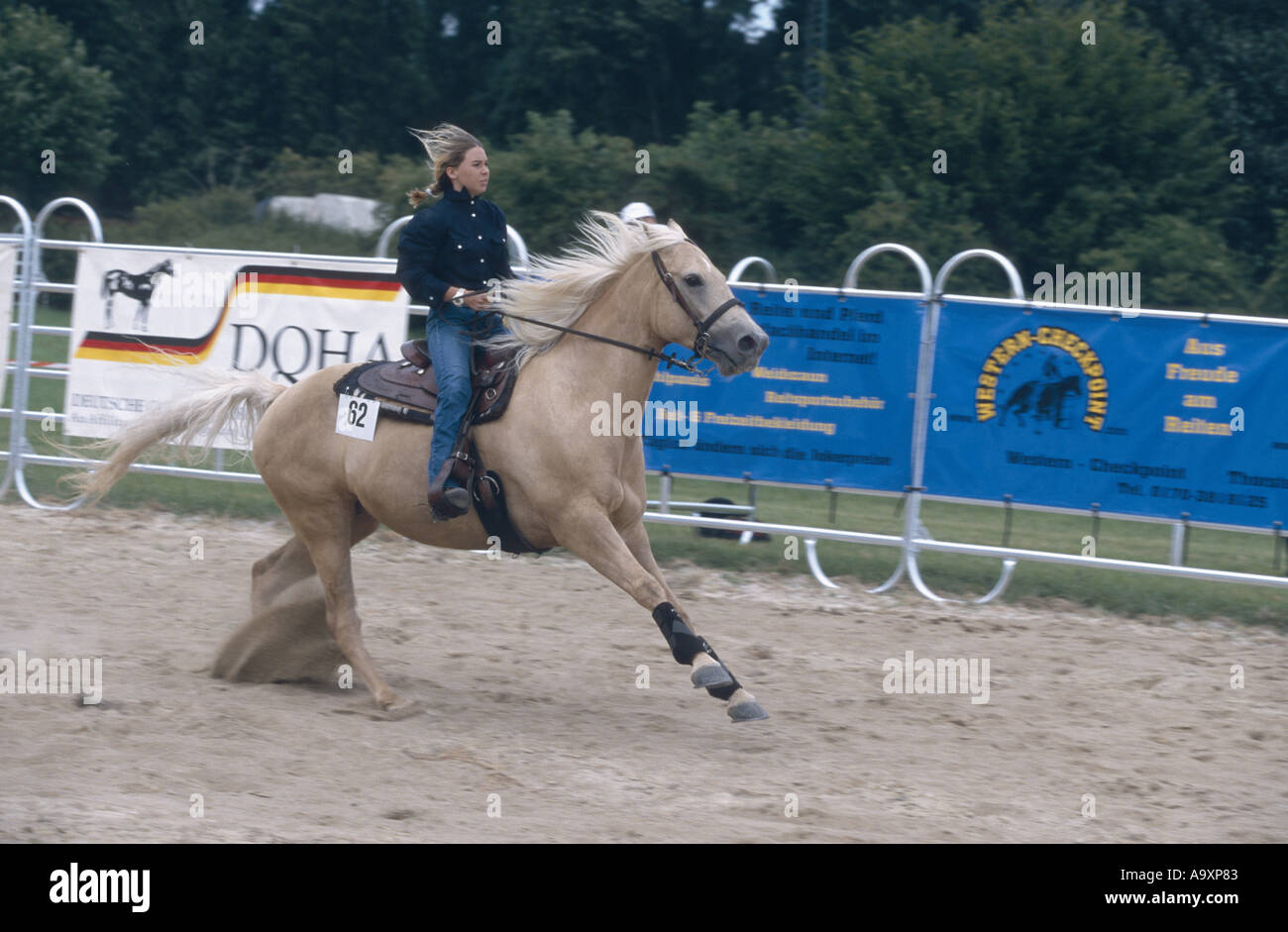 western riding, barrel race Stock Photo - Alamy