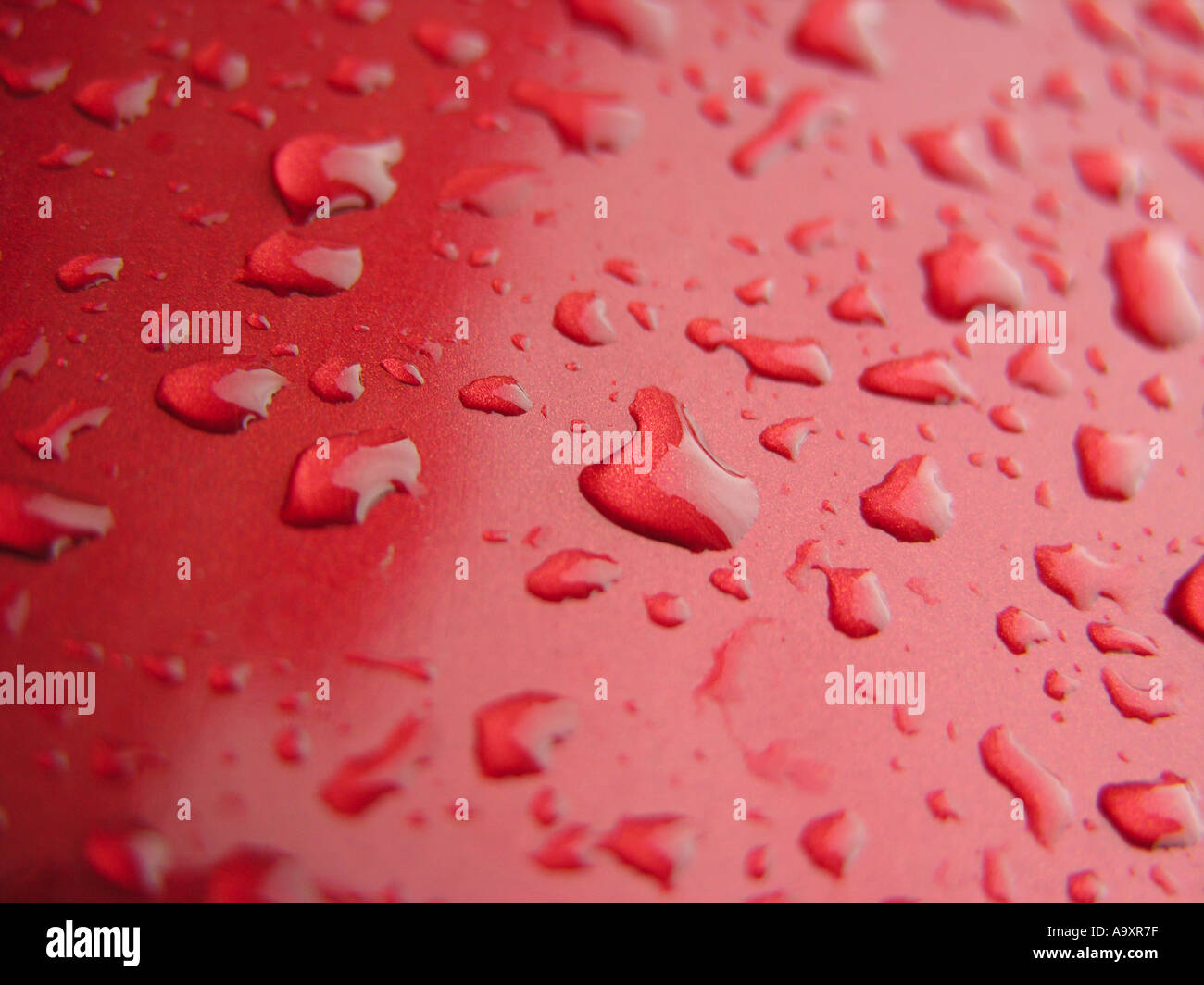 Rain Droplets on a Red Metal Surface Stock Photo - Alamy