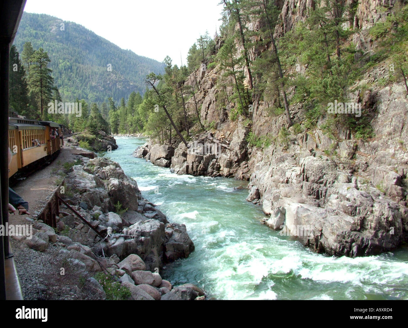 gorge at Animas River on the railway line Durango-Silverton, gorge, USA ...