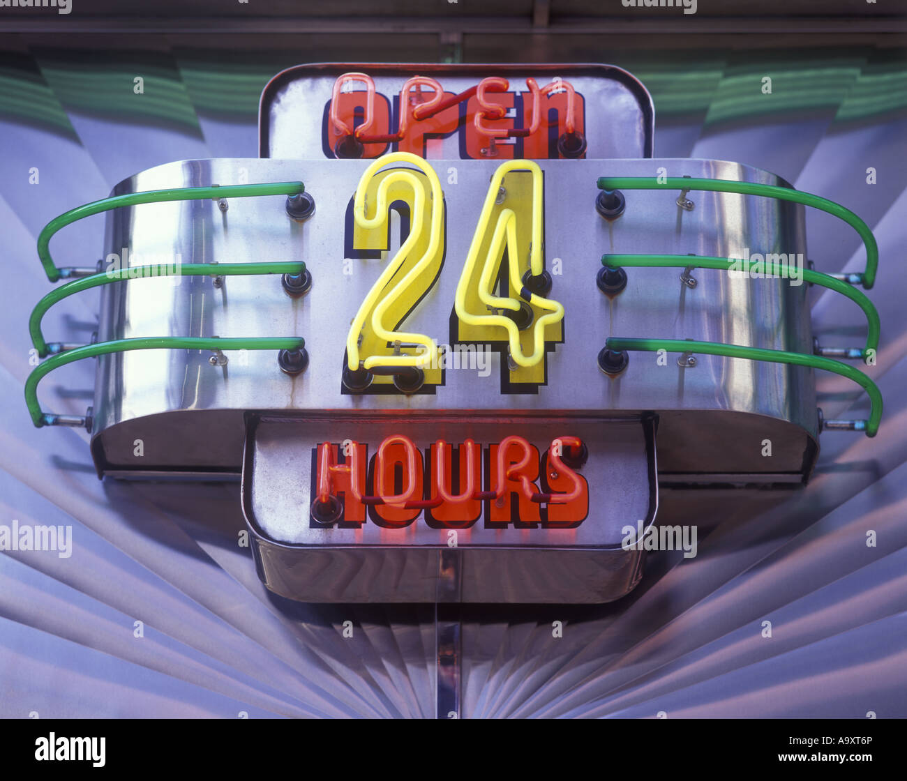 NEON OPEN 24 HOURS SIGN Stock Photo - Alamy