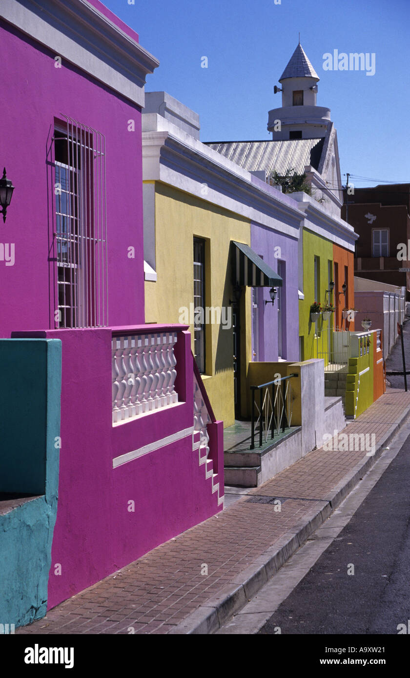 Brightly coloured Cape Malay Houses in Bo Kaap area of Cape Town South ...
