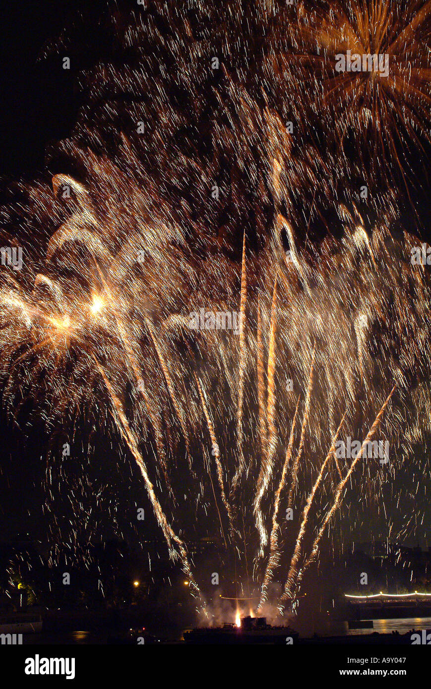 Explosion of Fireworks taken on bonfire night against a dark black ...