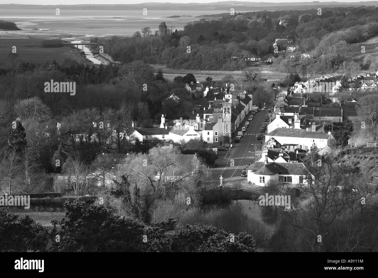 Black and white view of a Galloway town Stock Photo - Alamy